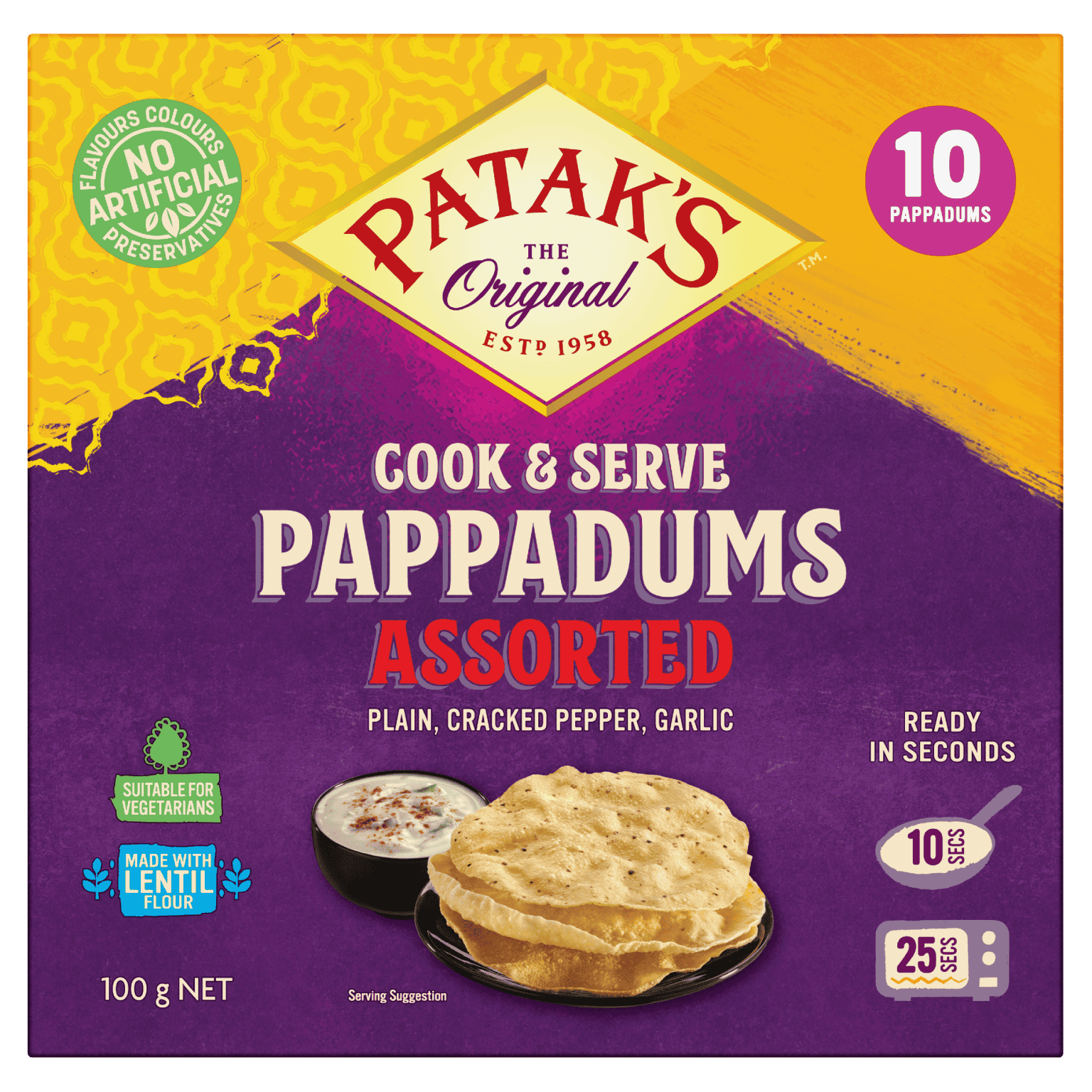 Patak’s Cook To Eat Pappadums Assorted 100g - Patak's Indian Curry ...