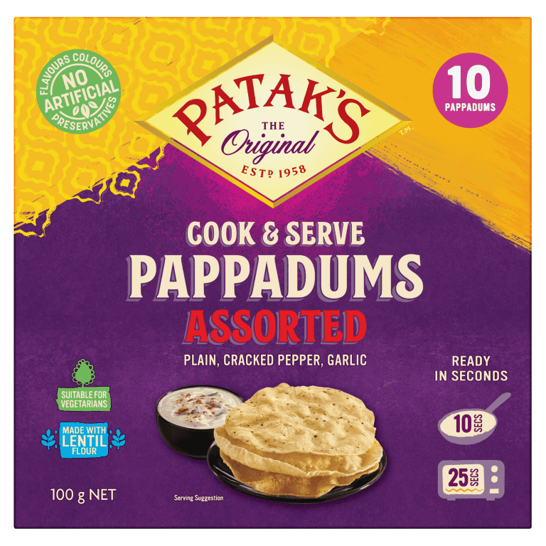 Patak’s Cook To Eat Pappadums Assorted 100g - Patak's Indian Curry ...